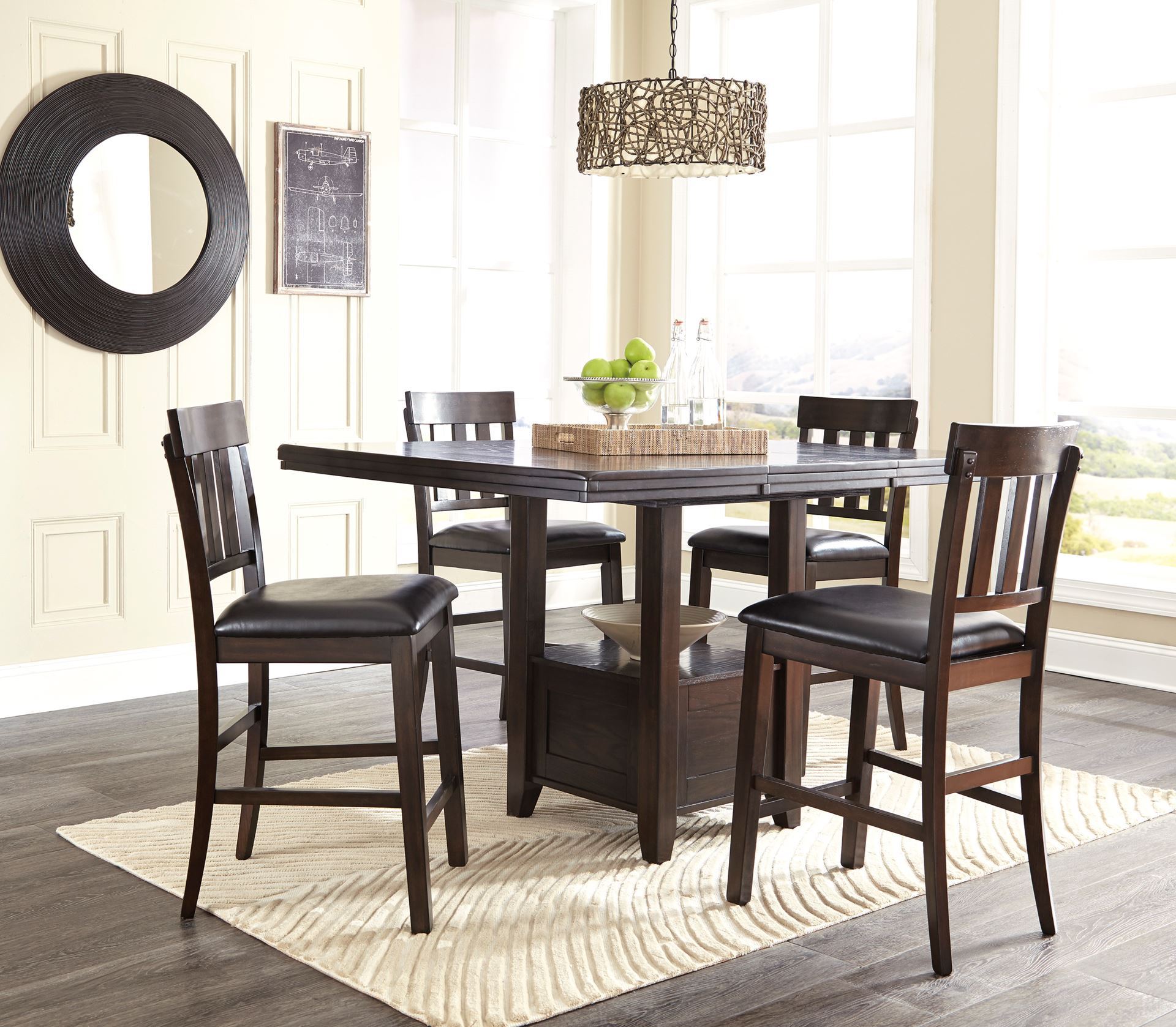 Haddigan - Counter Height Table with 4 Stools | Kimbrell's Furniture